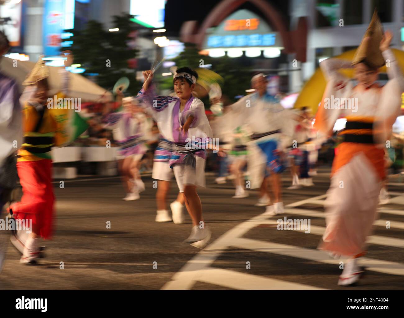 Dancers move to traditional hayashi music as part of the Tokyo Koenji ...