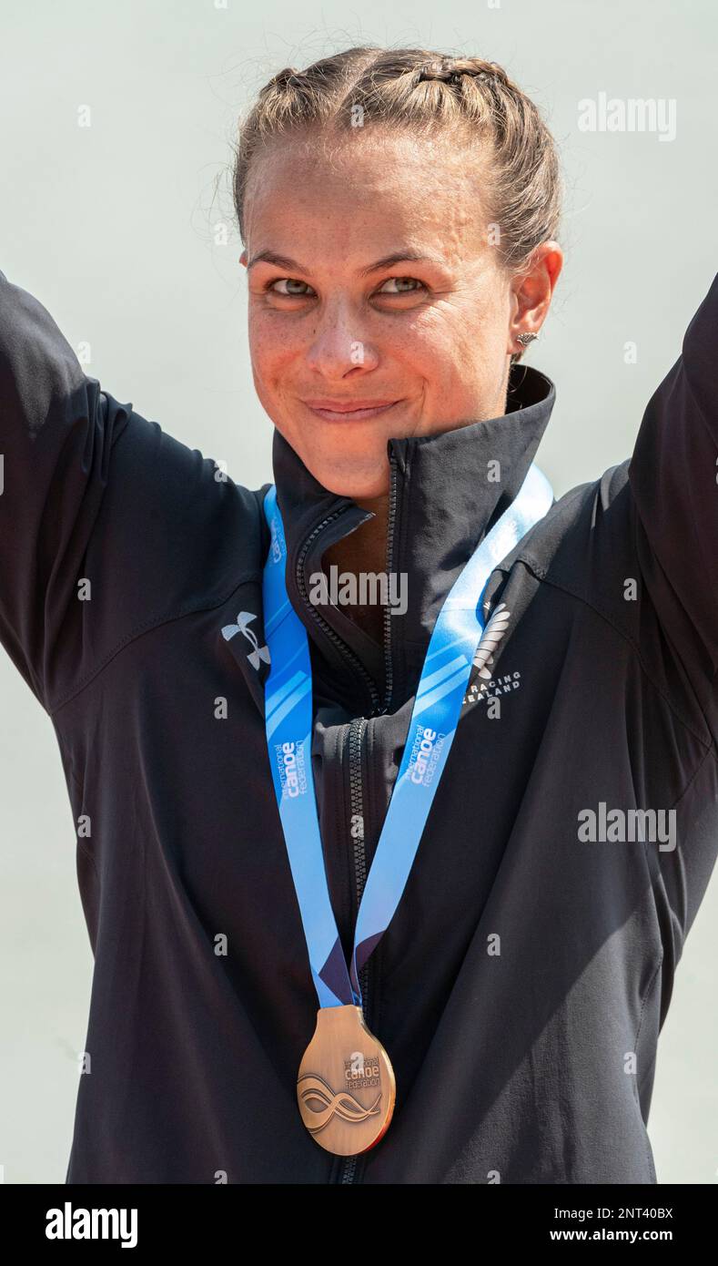 Gold medalist Carrington of New Zealand celebrates during the medal ...