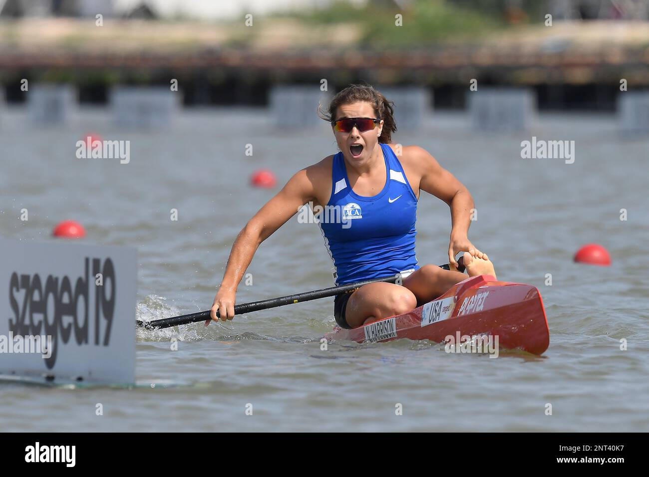 Winner Nevin Harrison of the US celebrates after the final of the women ...
