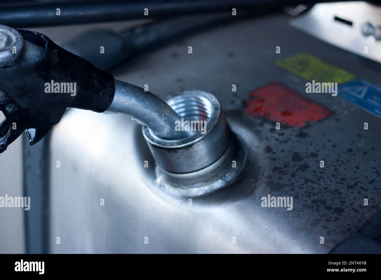 Truck refueling large capacity diesel tank, long routes, europe ...