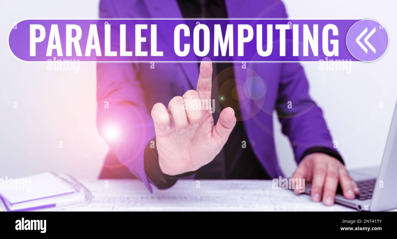 Text showing inspiration Parallel Computing, Business overview simultaneous calculation by means ...