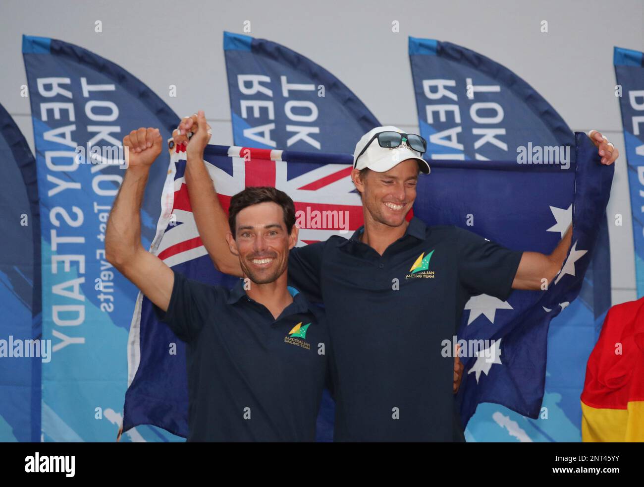 Australia's Mat Belcher and Will Ryan, winner, celebrate during an ...