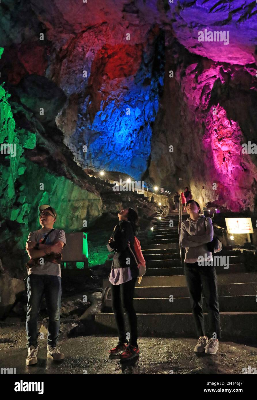 People visit Nippara Limestone Cave, one of the best karst limestone ...