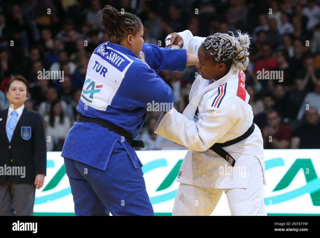 DICKO ROMANE of FRANCE and SAYIT KAYRA of TÜRKIYE during the Judo Paris ...