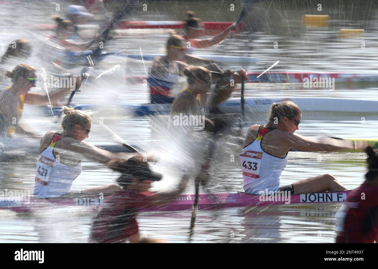 Franziska John and Tina Dietze of Germany compete in a preliminary heat ...