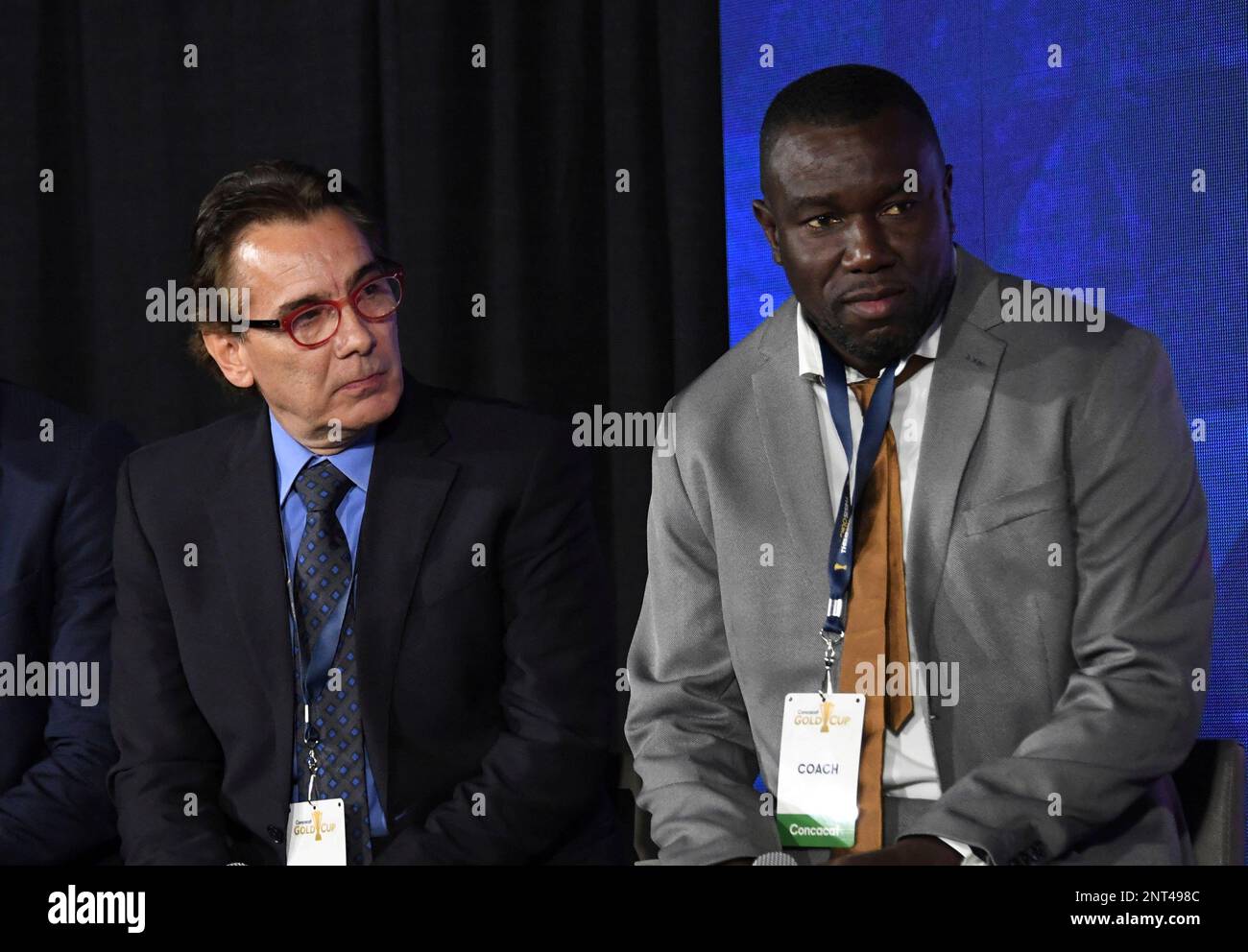 El Salvador coach Carlos De Los Cobos (left) and Jamaica coach Theodore ...