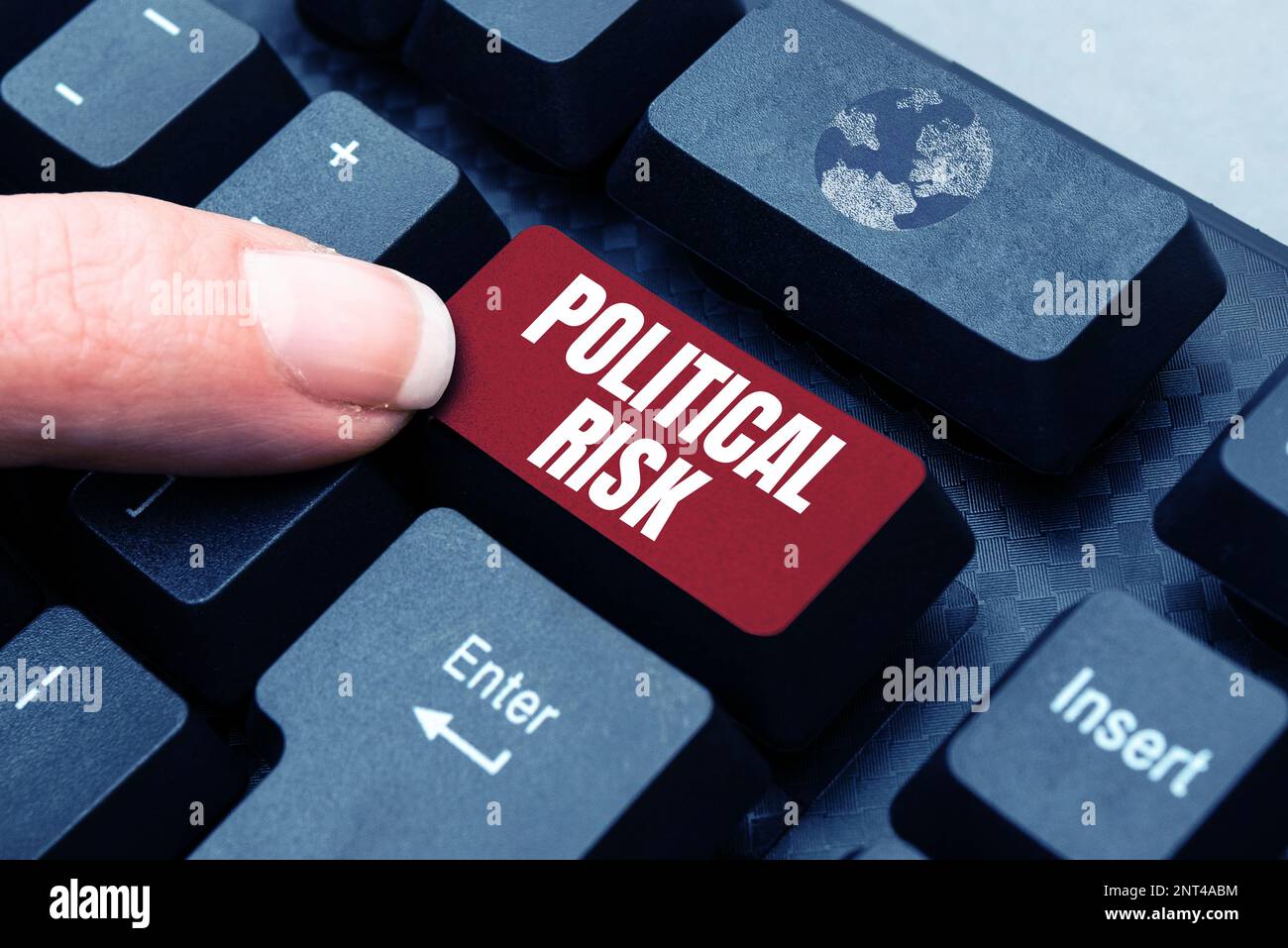 Text sign showing Political Risk. Word Written on communications person ...