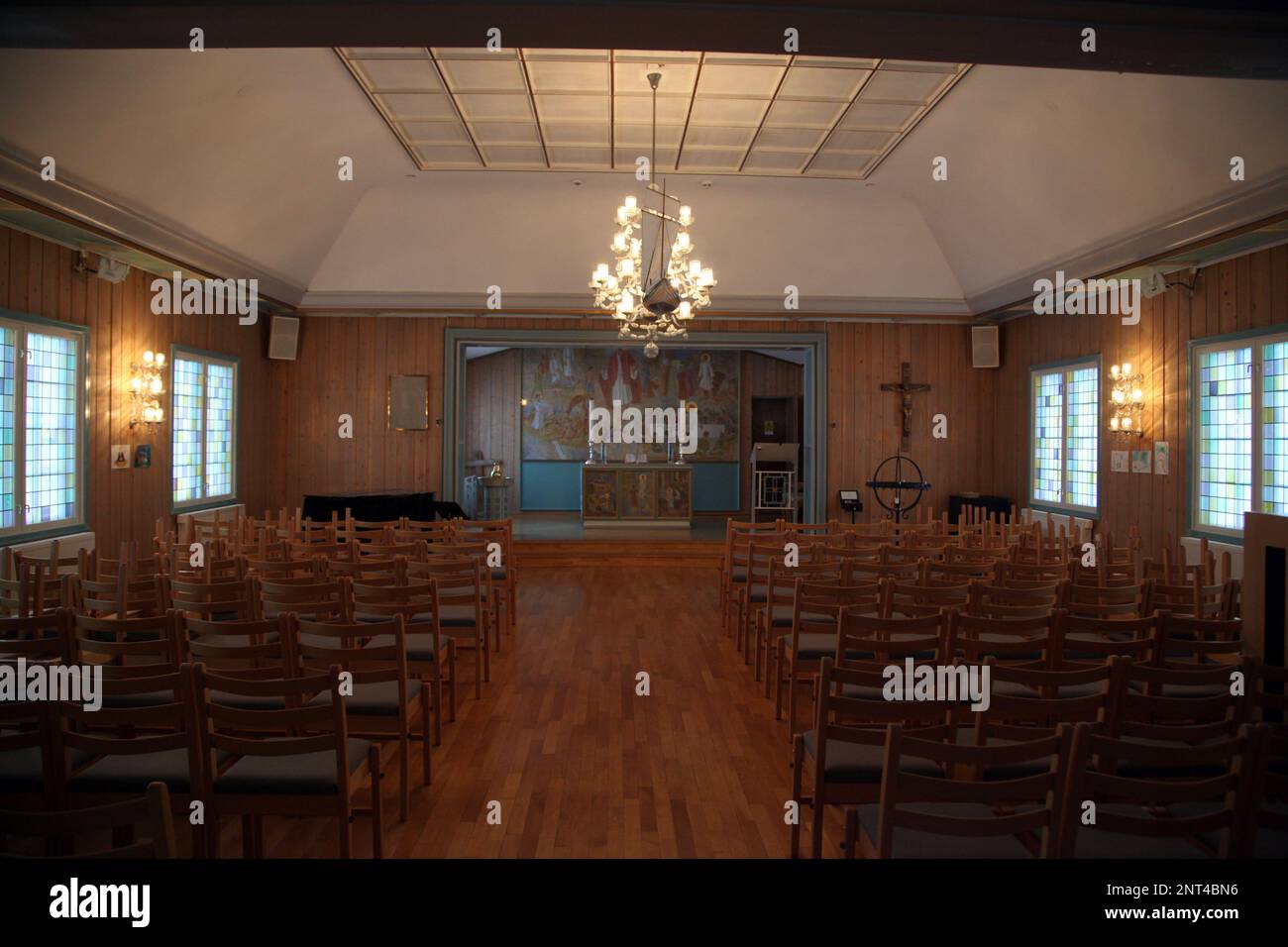 Longyearbyen, Norway. 27th Feb, 2023. View inside the Svalbard church ...
