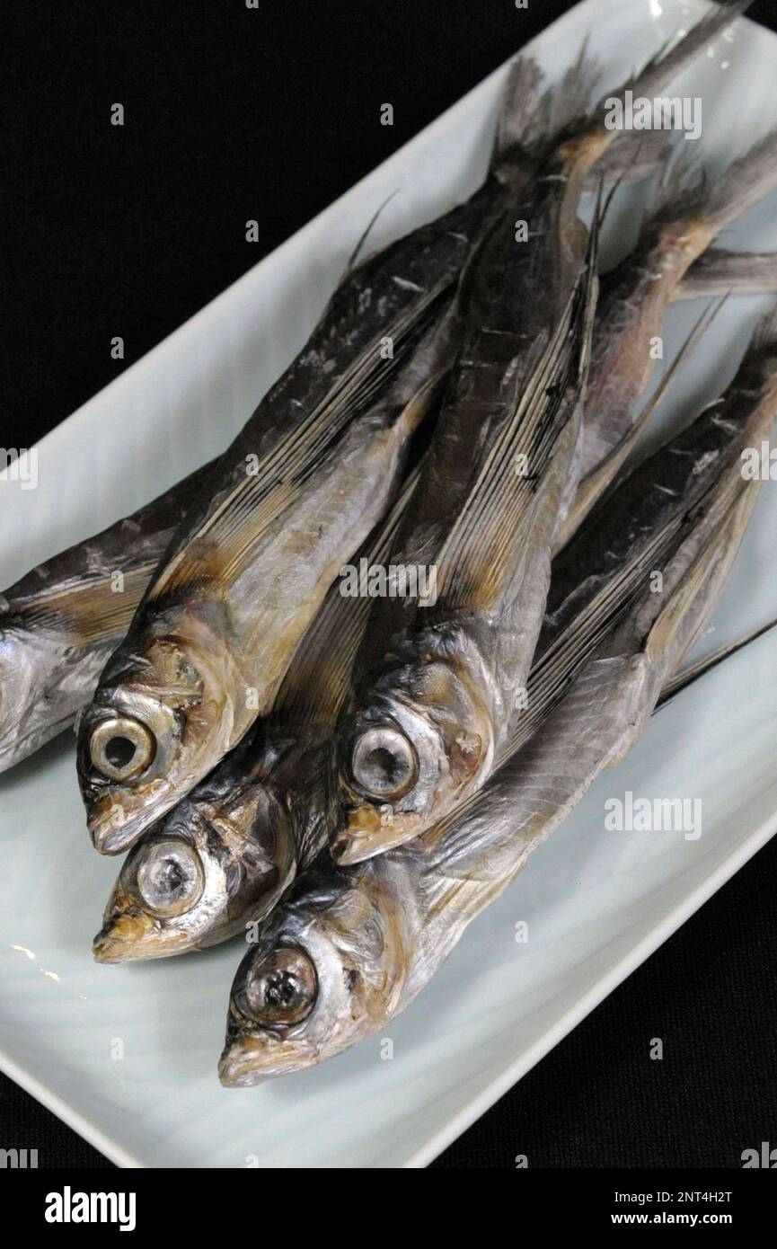 A picture shows taken on March 15, 2019 shows Niboshi, boiled and dried ...