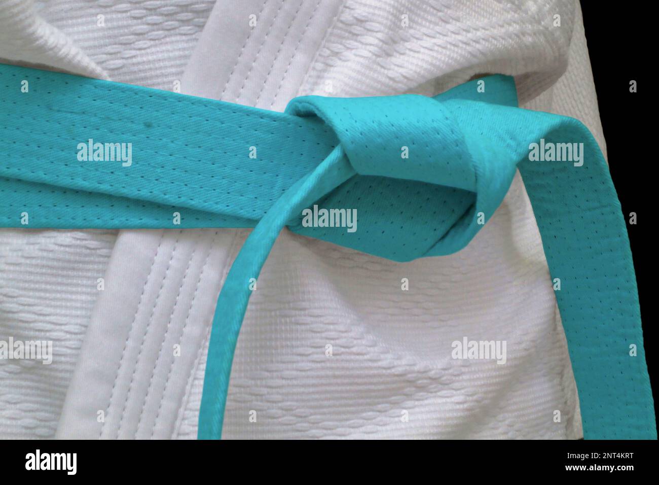 Close-up on a light blue belt tied around a kimono Stock Photo - Alamy