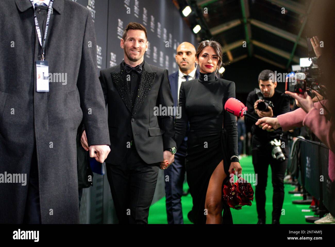 Lionel Messi of Paris Saint Germain with wife Antonella Roccuzzo during ...