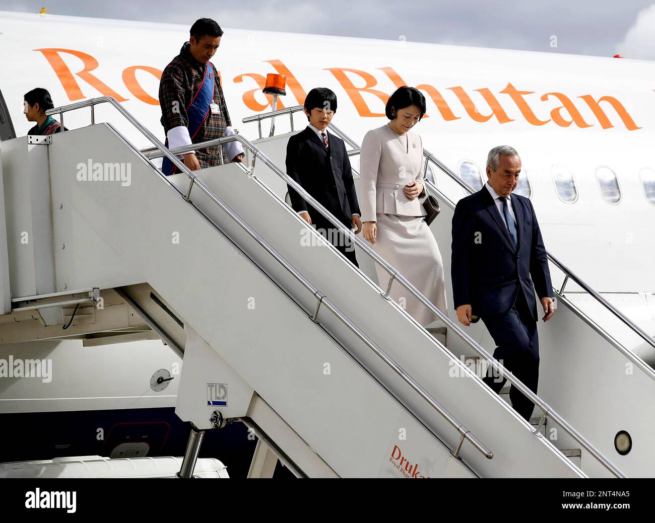 Prince Hisahito with his mother Crown Princess Kiko arrive at Paro ...