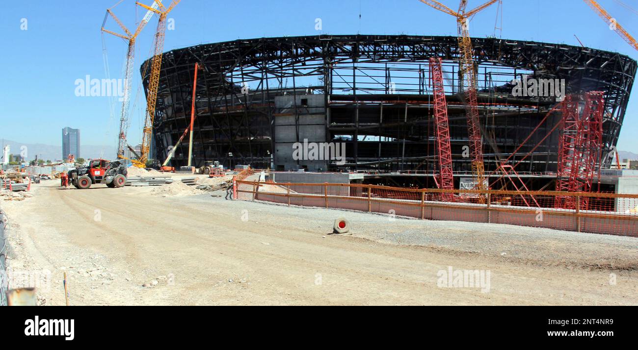 Work on the new NFL Raider stadium in Las Vegas continues as the city ...