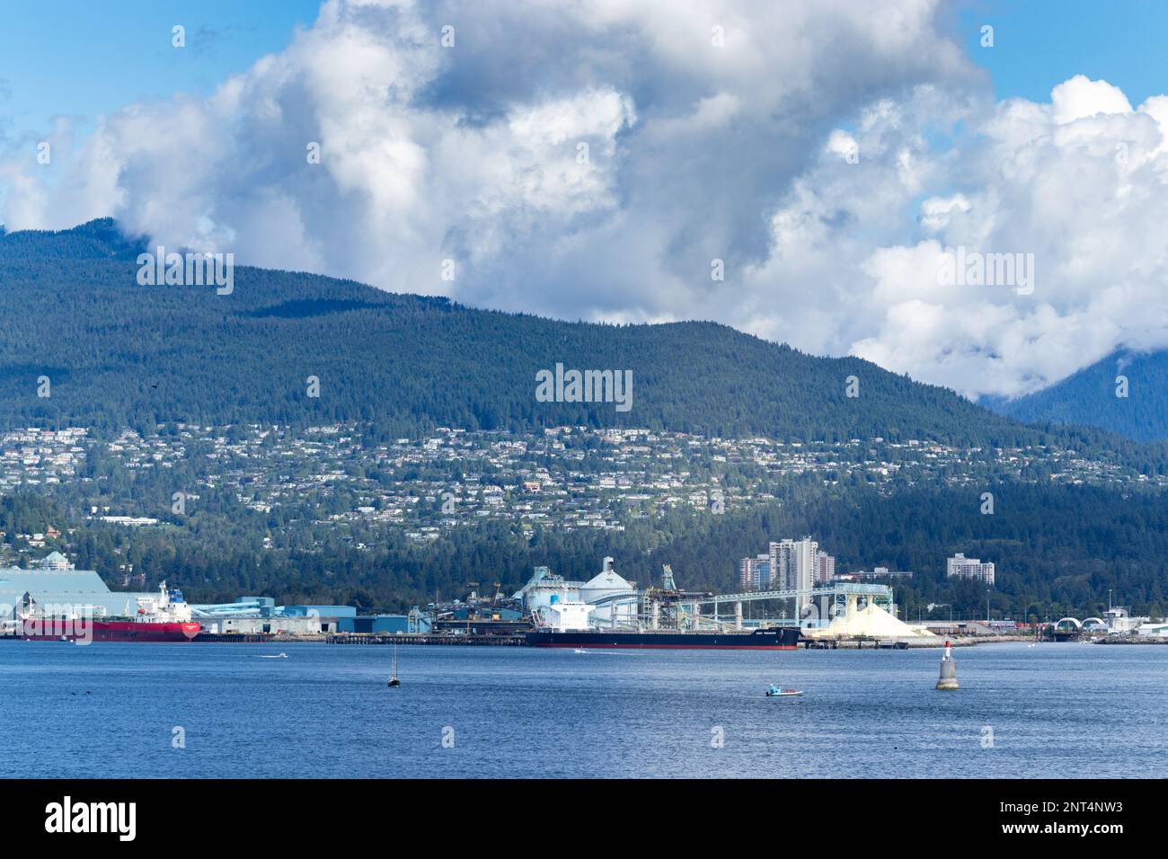Clouds roll over the coastal mountains, Vancouver, BC, Canada Stock ...