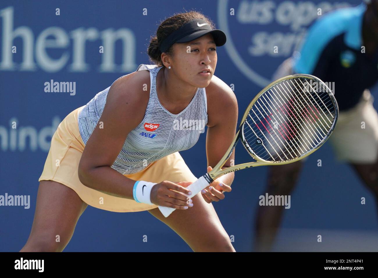 CINCINNATI, OH - AUGUST 16: Naomi Osaka (JPN) gets ready for the serve ...