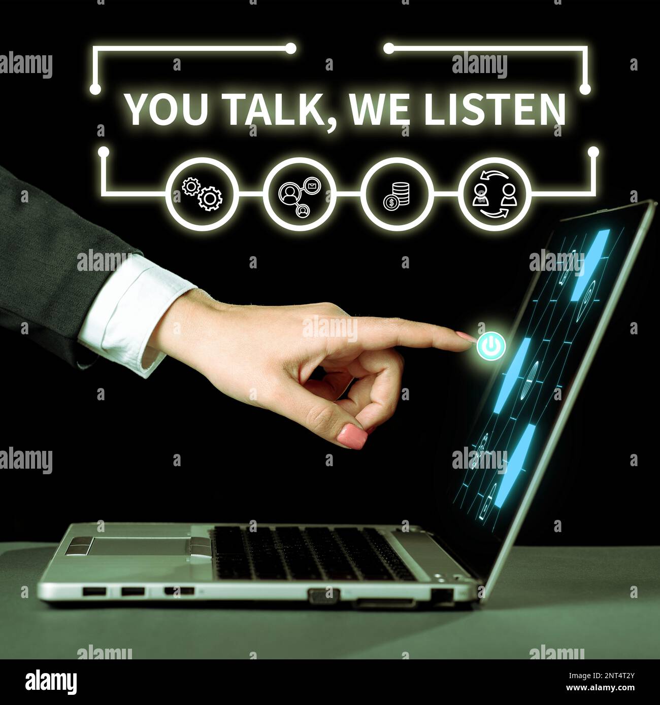 Conceptual caption You Talk, We Listen. Word Written on Two Way ...