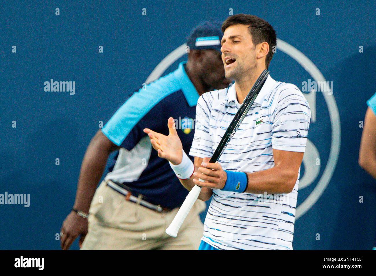 August 15, 2019, Mason, Ohio, USA: Novak Djokovic (SRB) reacts after ...