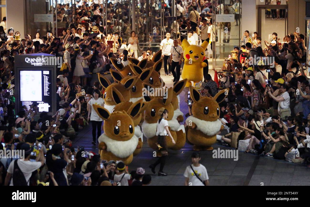 Pokemon character Eevee and Pikachu take on parade during the event ...