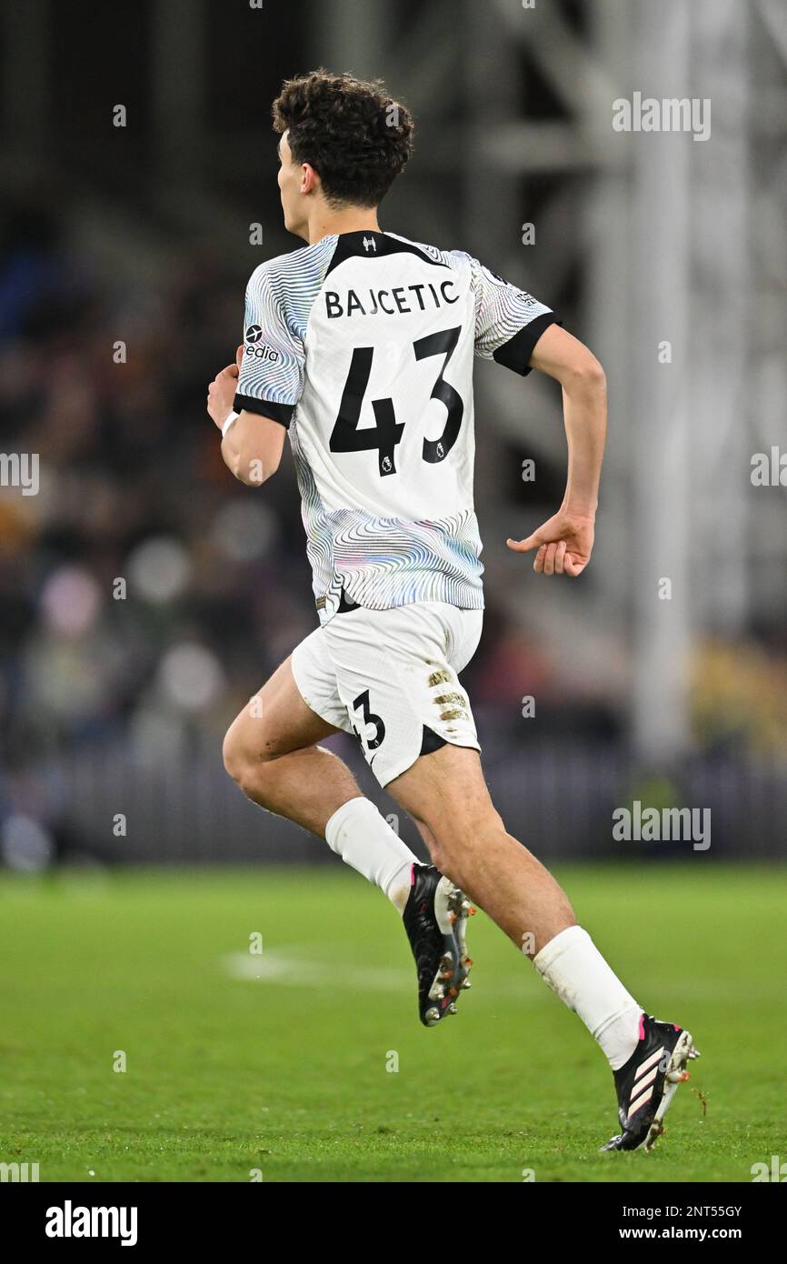 LONDON, ENGLAND - FEBRUARY 25: Stefan Bajcetic of Liverpool FC during ...
