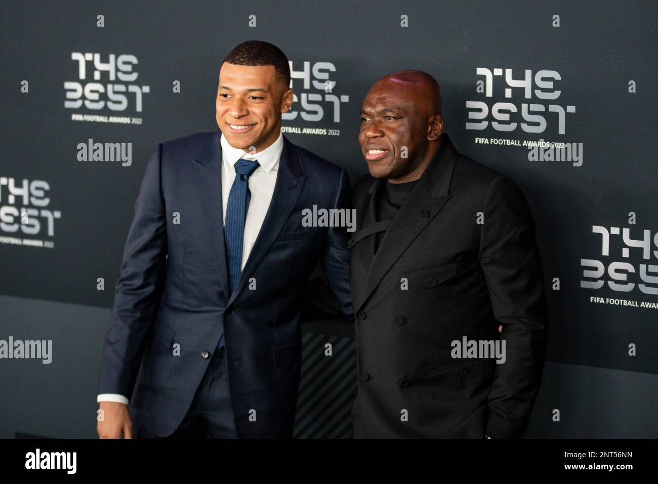 Kylian Mbappe of Paris Saint Germain with his father during The Best ...