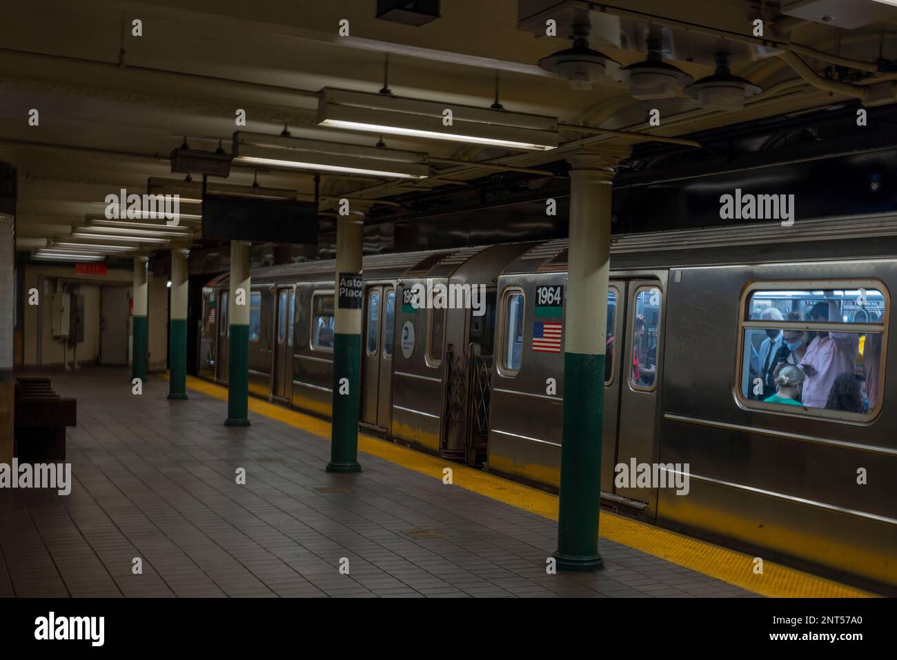 Interior view of New York city Subway. New York. USA Stock Photo - Alamy