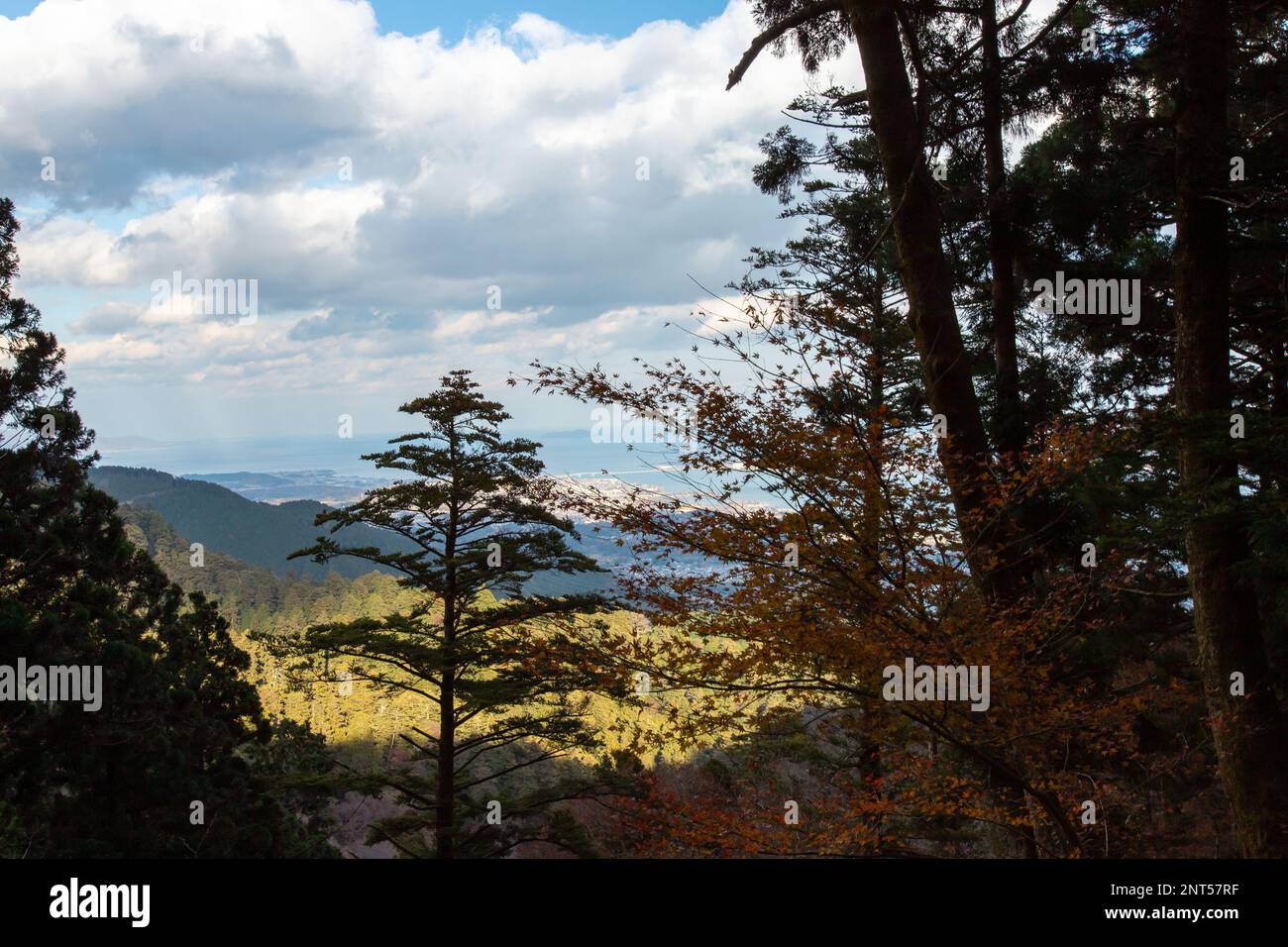 Scenic view Beautiful landscape southern west side of lake Biwa (Biwako ...