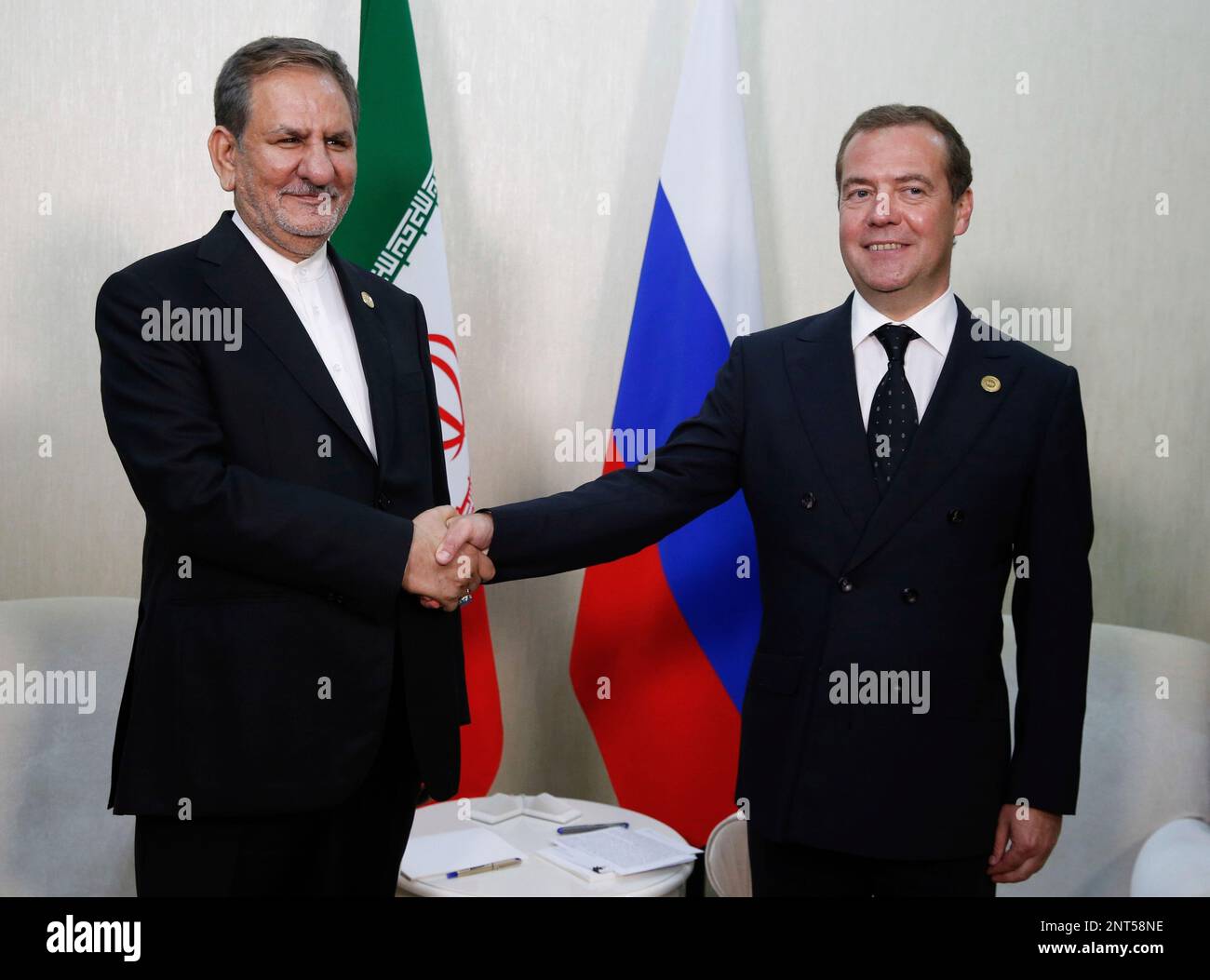 Russian Prime Minister Dmitry Medvedev, right, and Iranian Vice ...