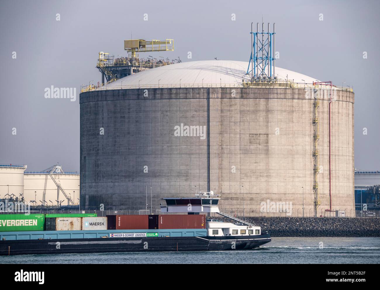 LNG import terminal Tanks for liquid natural gas in the seaport of Rotterdam, Maasvlakte ...