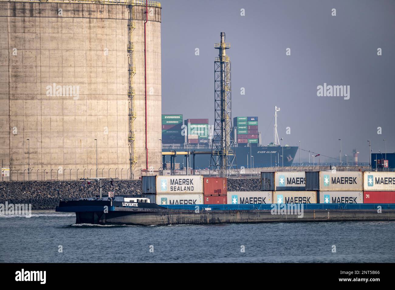 LNG import terminal Tanks for liquid natural gas in the seaport of Rotterdam, Maasvlakte ...