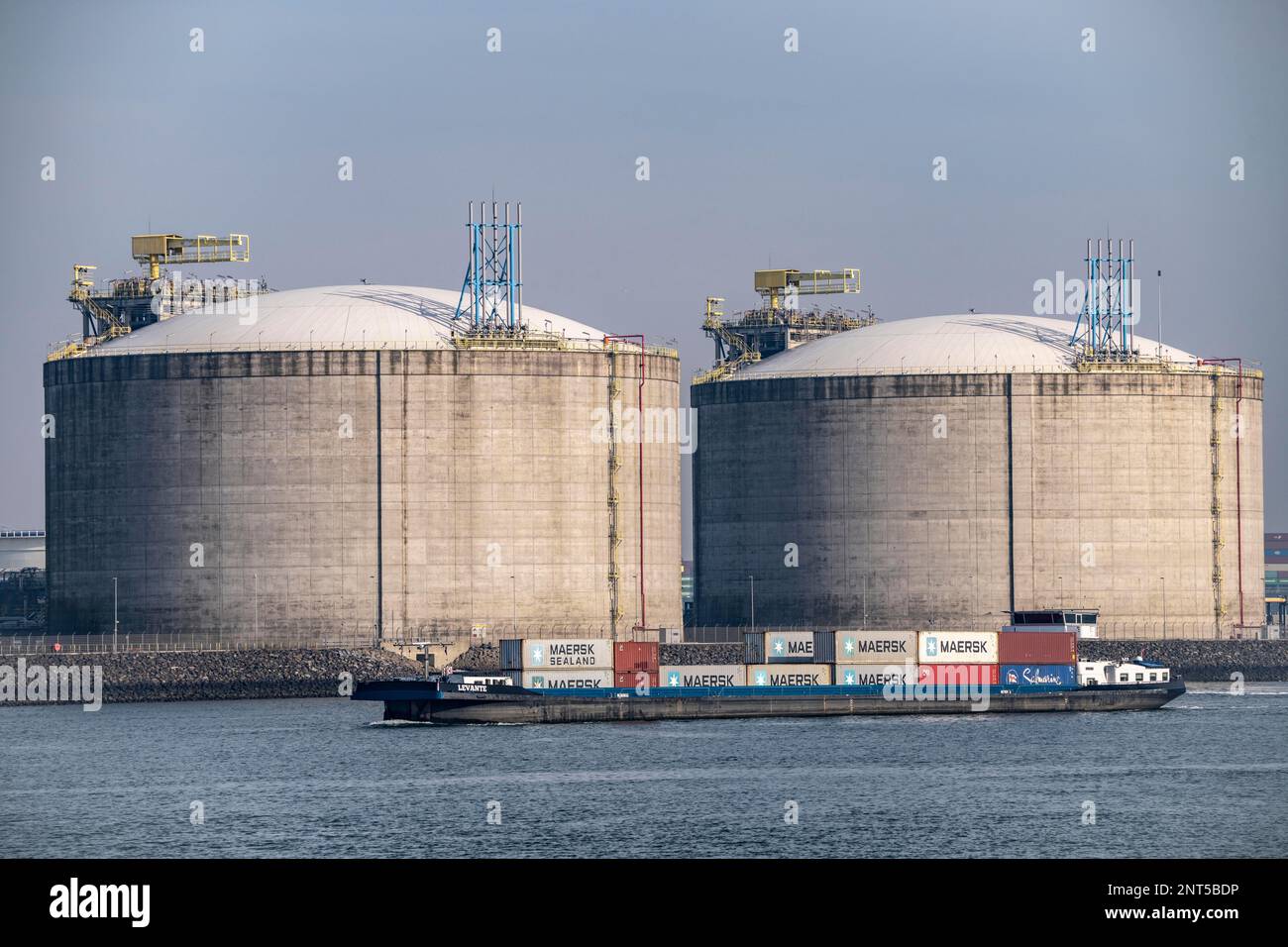 LNG import terminal Tanks for liquid natural gas in the seaport of Rotterdam, Maasvlakte ...