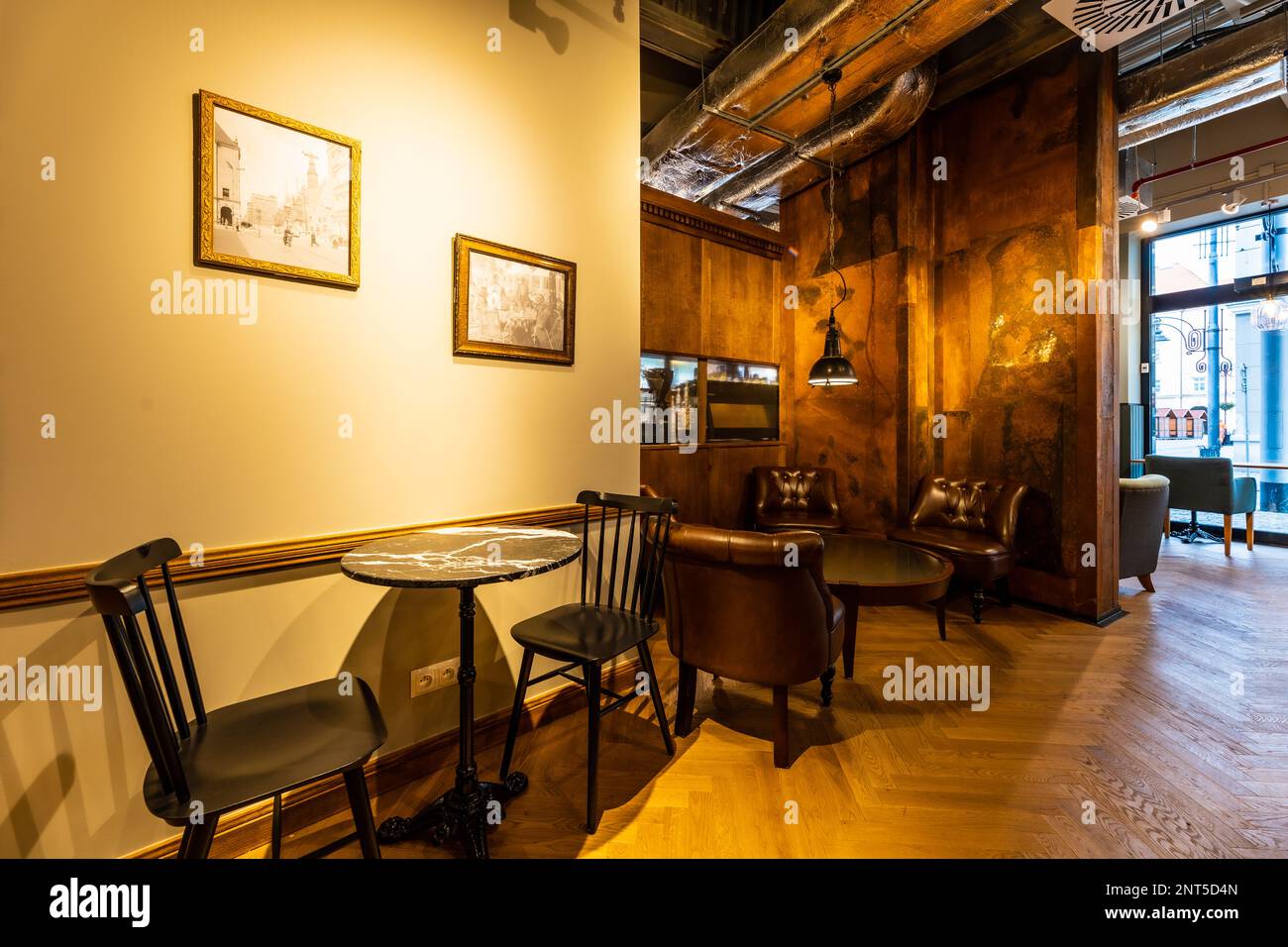 Wroclaw, Poland - May 2022: Interior of one of Green Caffe Nero chain ...