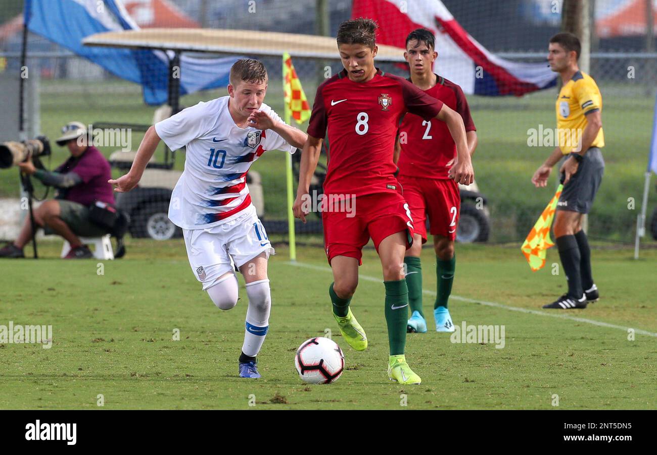 Portugal midfielder Diogo Prioste (8) dribbles the ball away from Team ...