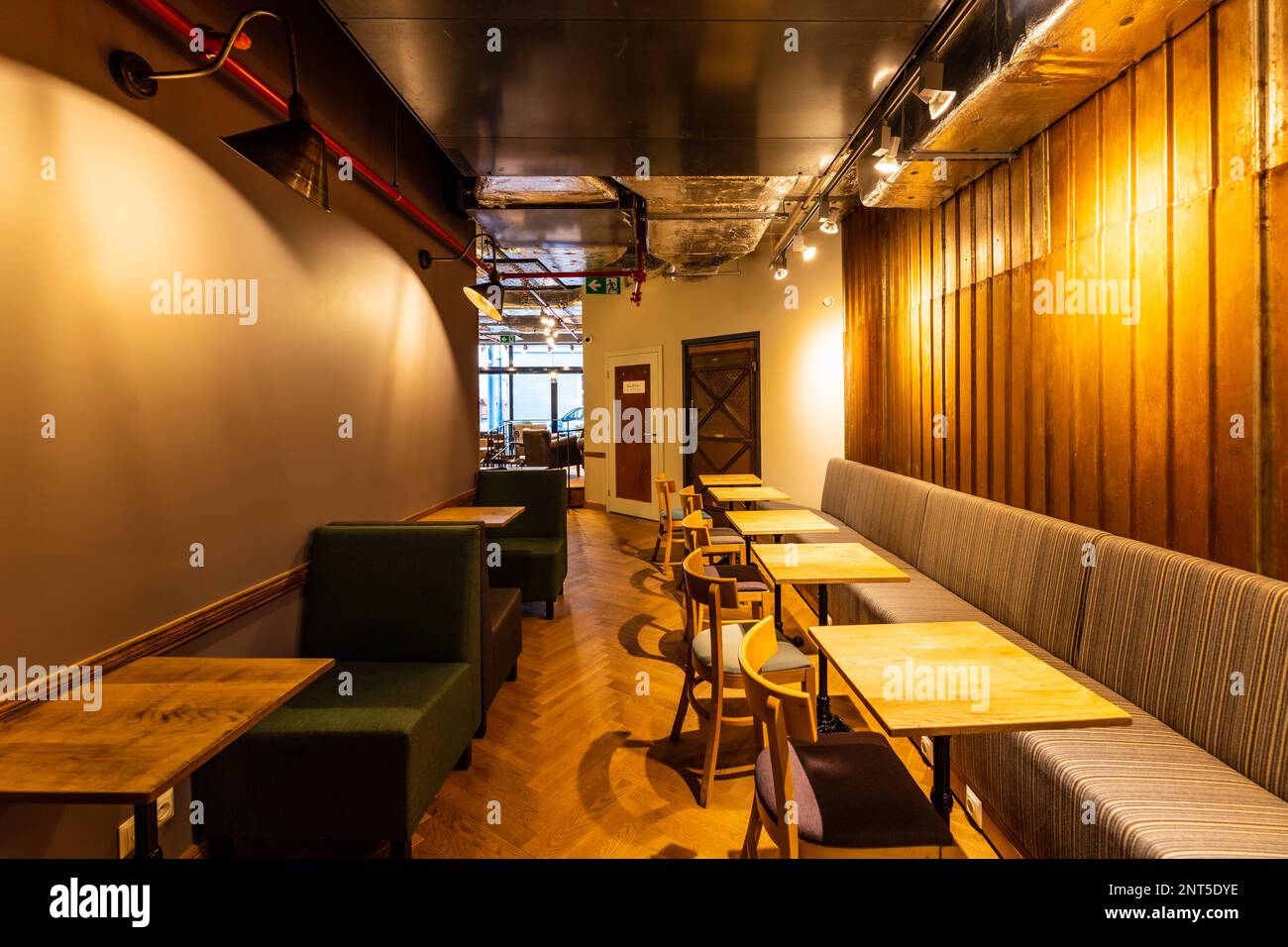 Wroclaw, Poland - May 2022: Interior of one of Green Caffe Nero chain ...