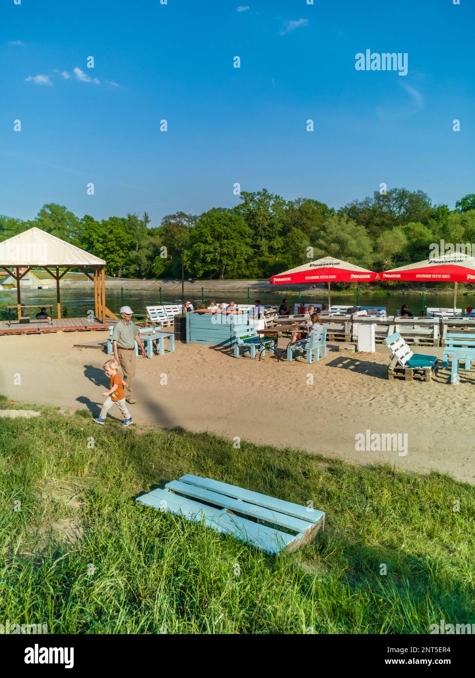Wroclaw, Poland - May 2022: Small city beach OpatoVice next to Odra ...