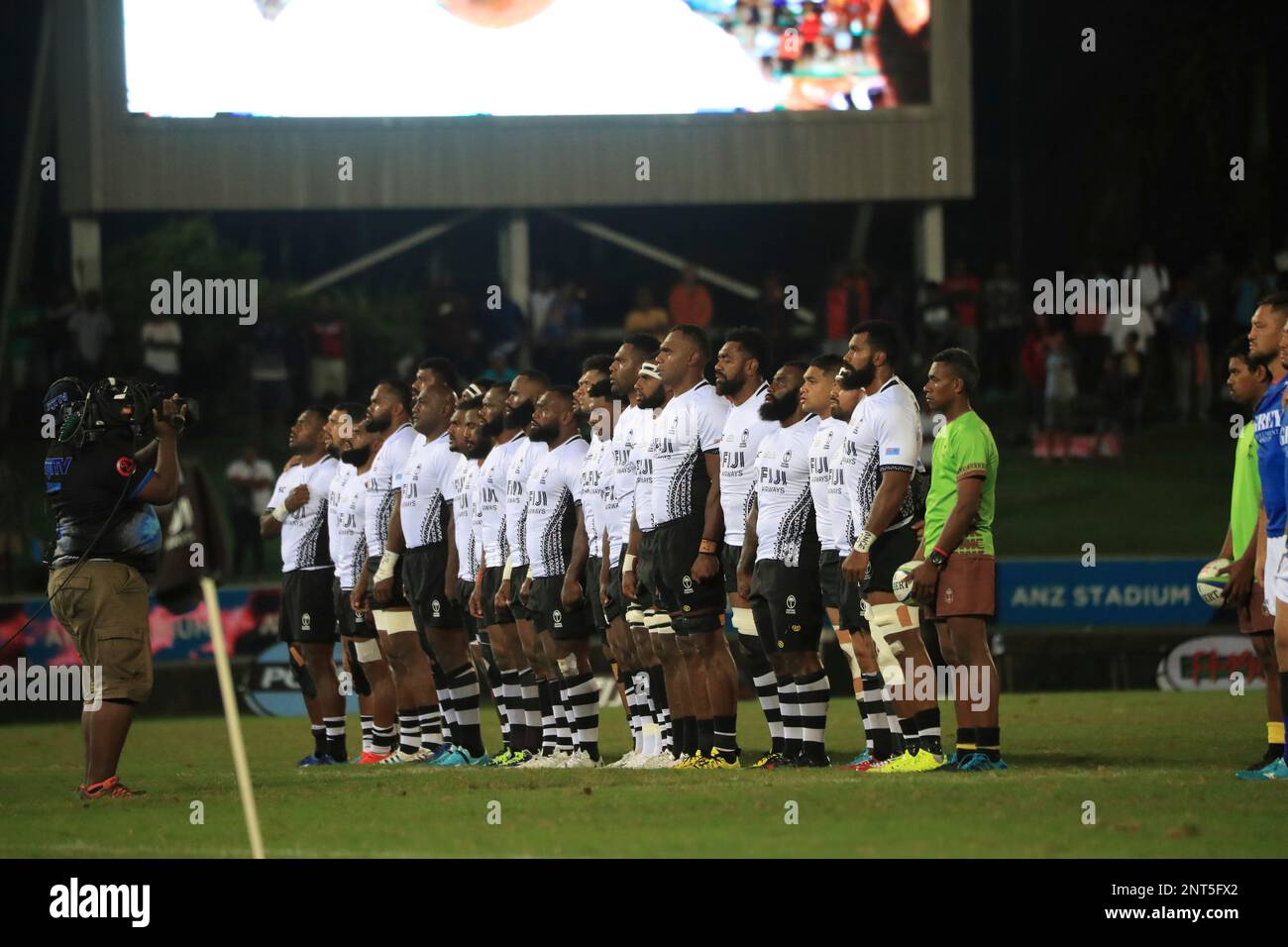 Fuji's players sing their national anthem ahead of Pacific Nations Cup ...