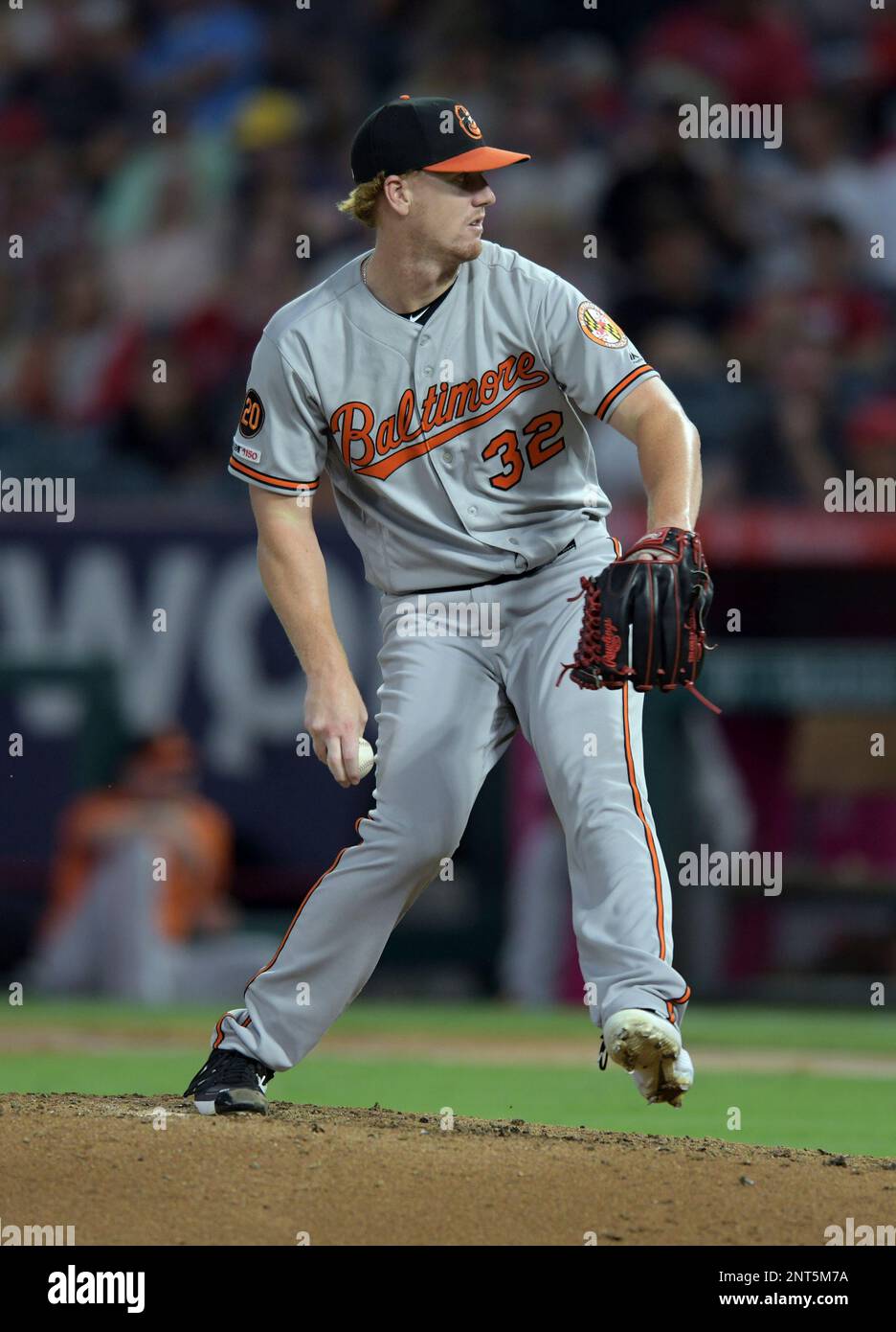 ANAHEIM, CA - JULY 25: Baltimore Orioles pitcher Tom Eshelman (32) in ...