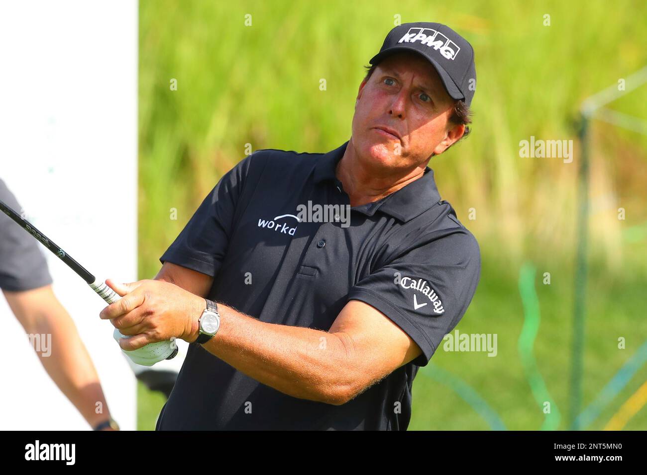 JERSEY CITY, NJ - AUGUST 08: Phil Mickelson on the 8th tee during the ...