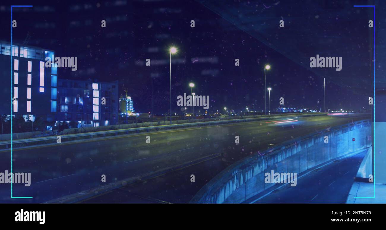 Composition of data processing on screen over cityscape Stock Photo - Alamy