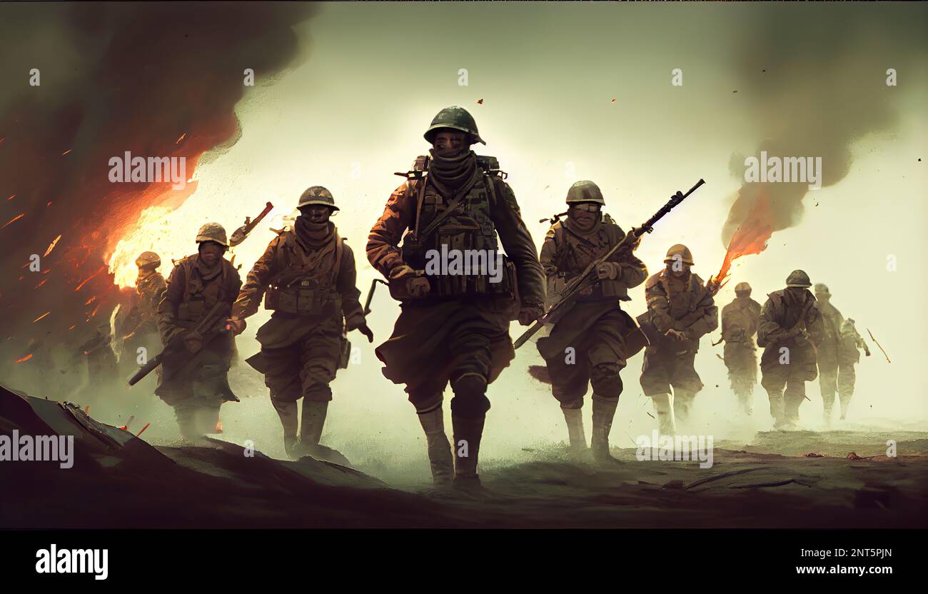 Walking army soldier helmet rifle protection hi-res stock photography ...