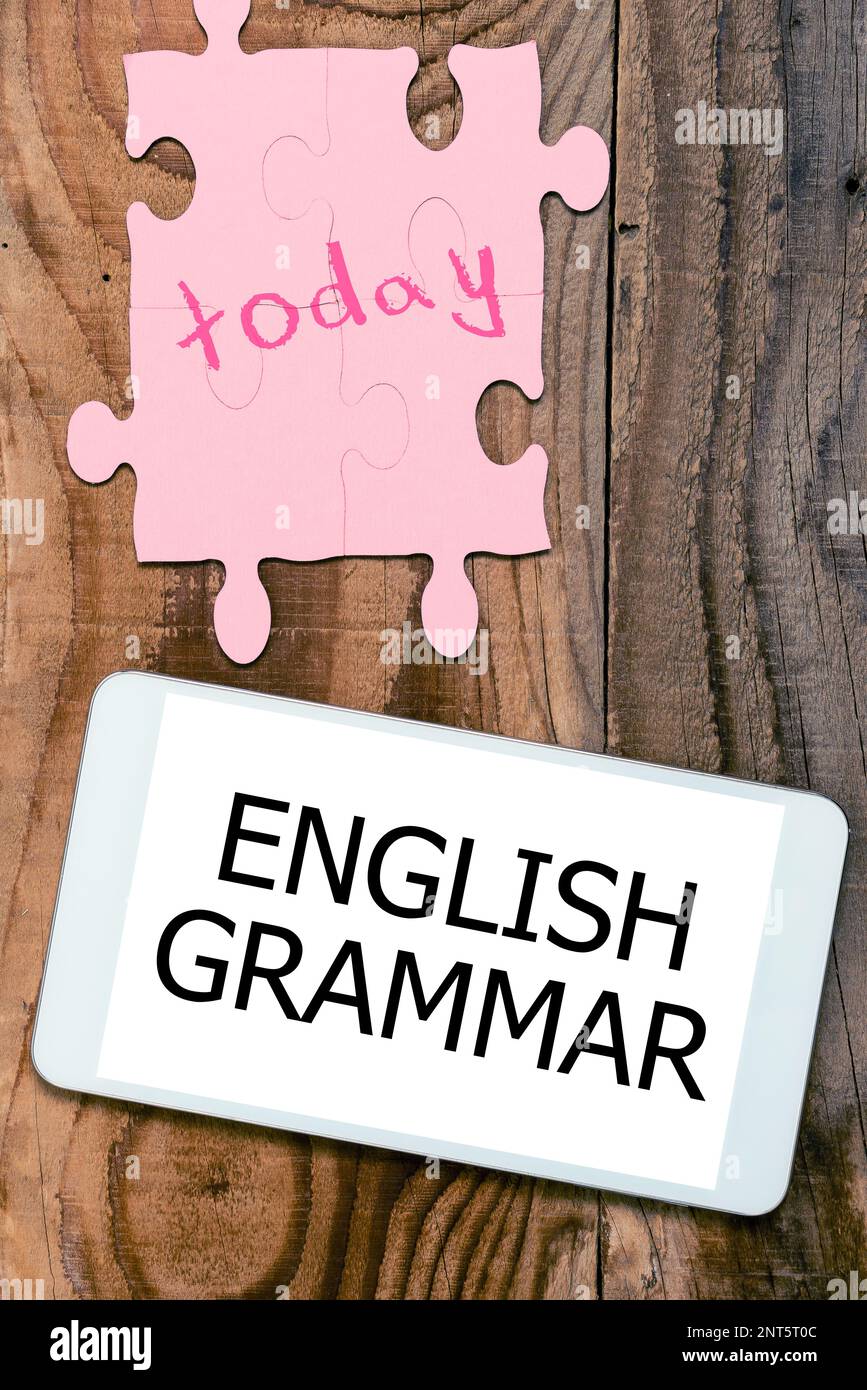 Hand writing sign English Grammar. Business showcase courses cover all ...