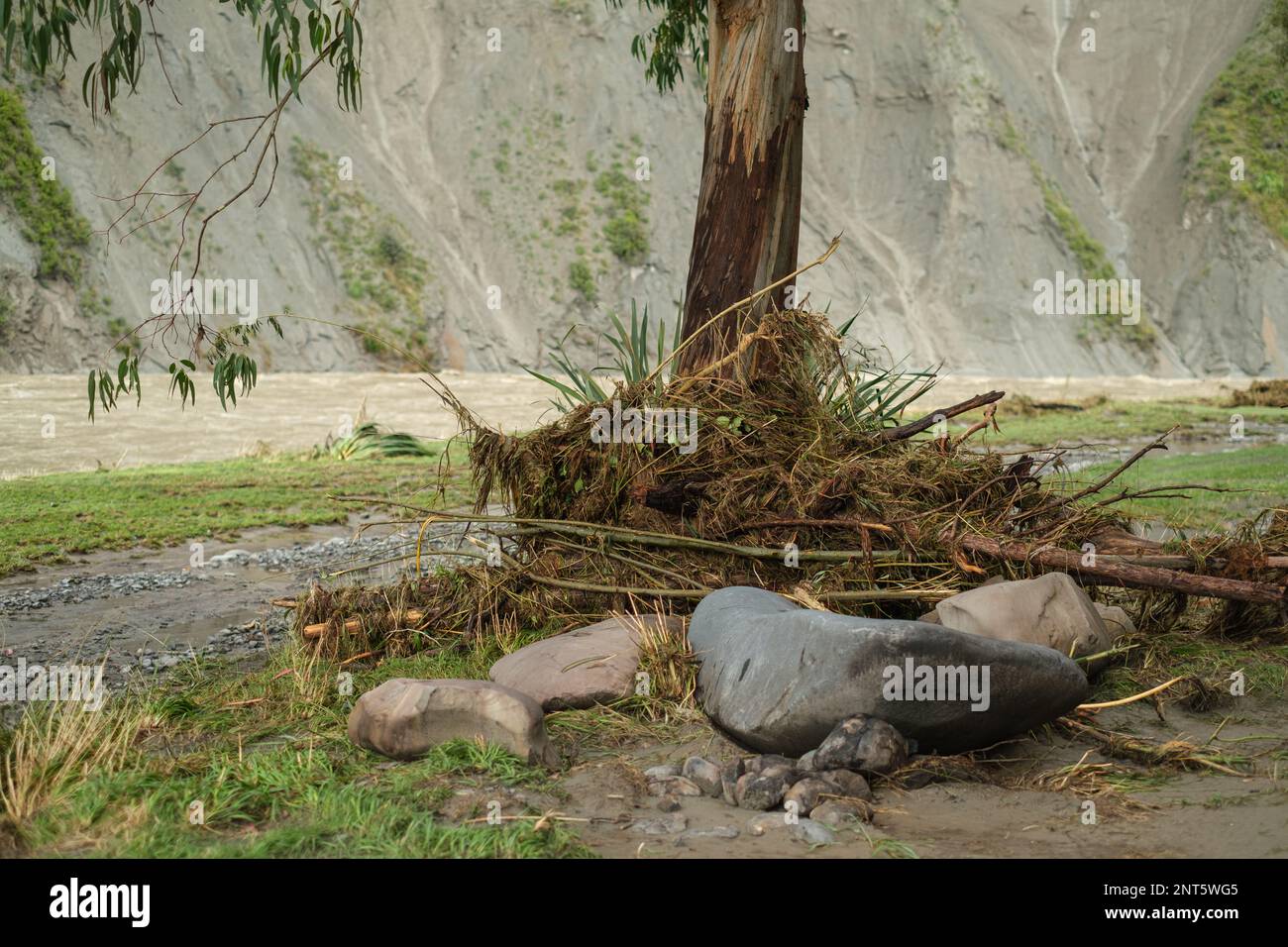Aftermath of Cyclone Gabrielle as the Rangitikei River floodwaters ...