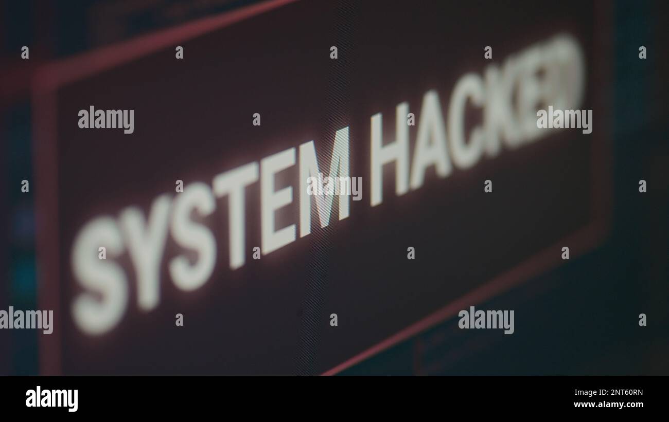 Computer Display With Hacking Alert And System Crash Showing Cyber Crime Attack With Error