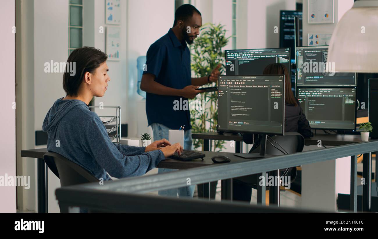 Database Programer Developing Source Code And Cloud Computing In It Development Agency Asian