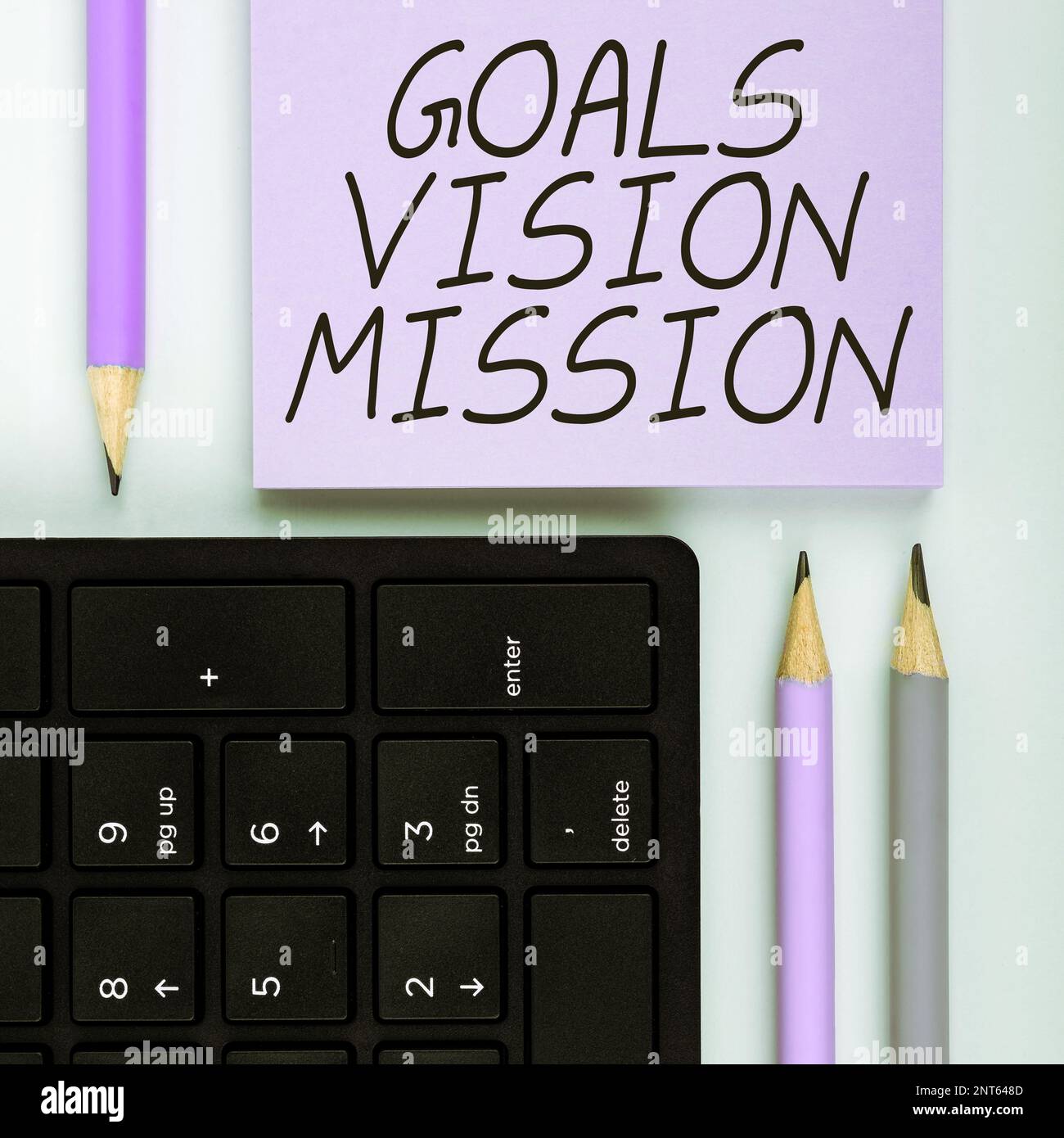 Handwriting text Goals Vision Mission. Word Written on practical ...