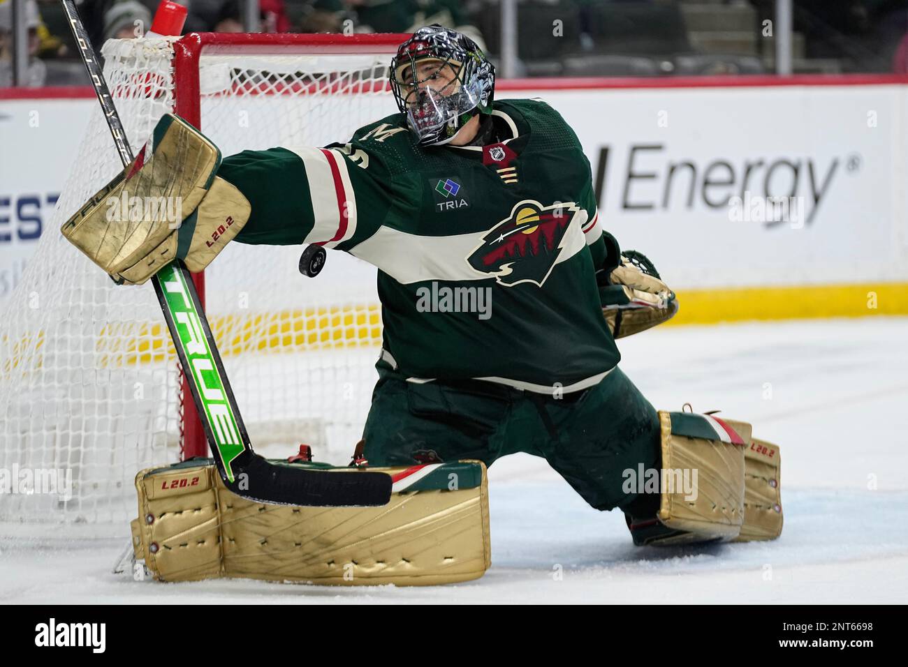 Minnesota Wild goaltender Marc-Andre Fleury blocks a shot during the ...