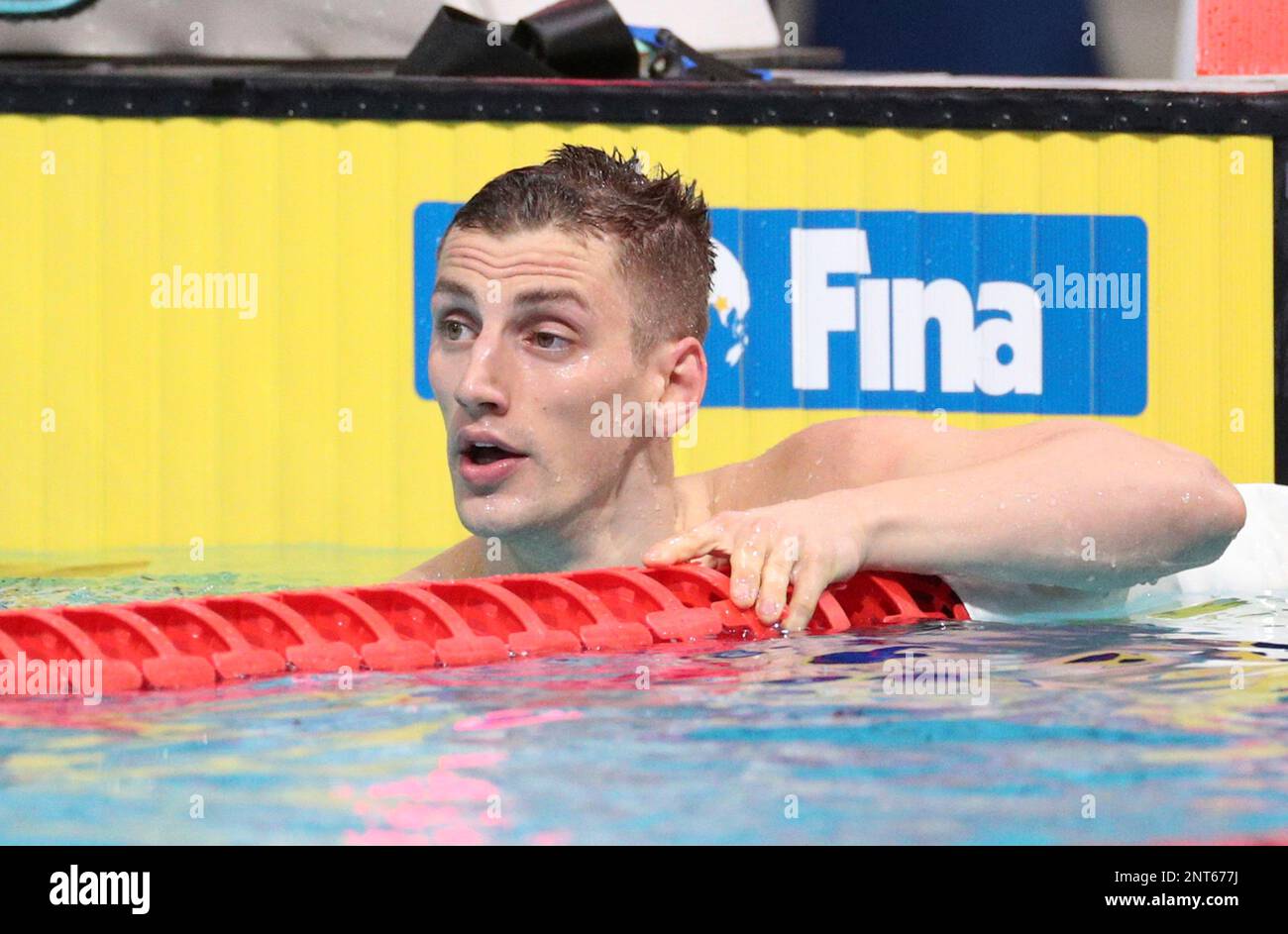 U.S. WILSON Andrew reacts after winning the Men's 200m Breaststroke ...