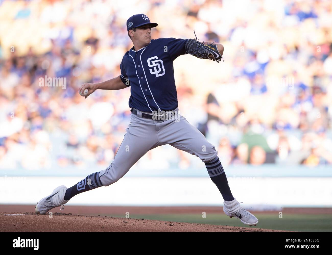 LOS ANGELES, CA - AUGUST 03: San Diego Padres Pitcher Cal Quantrill (40 ...