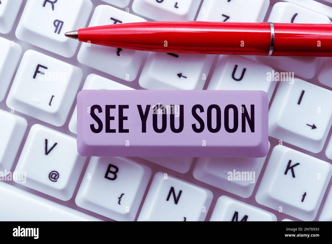 Hand writing sign See You Soon. Business idea used for saying goodbye ...