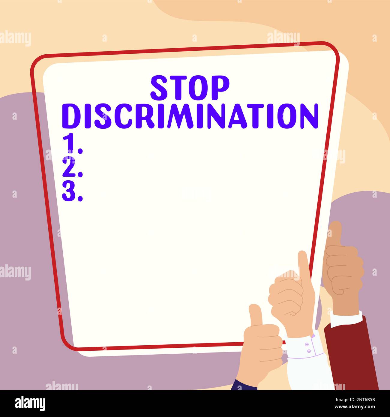 Inspiration showing sign Stop Discrimination. Word Written on Prevent ...
