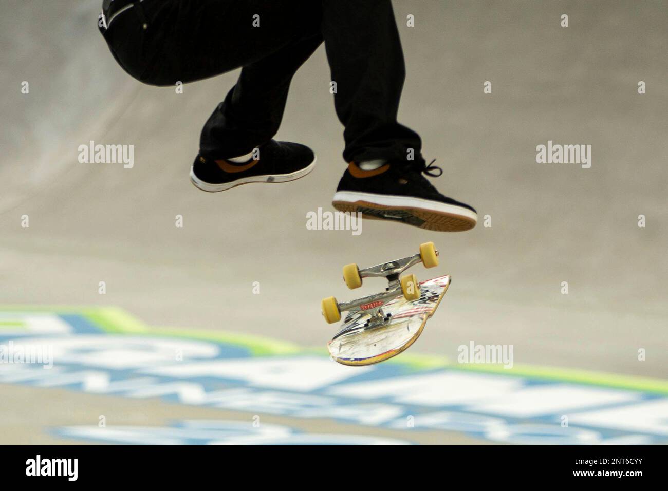 Ryan Sheckler competes during the men's skateboard street elimination ...